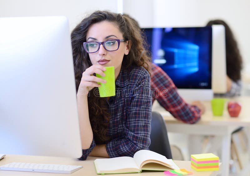 Startup Business, Software Developer Working on Computer at Modern ...