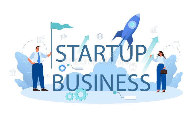 Startup Business Typographic Header. New Business Launching Stock ...