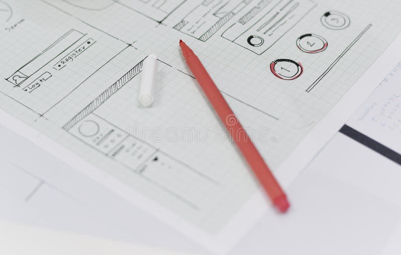 Startup Business Website Content Design Layout on Paper Stock Image ...