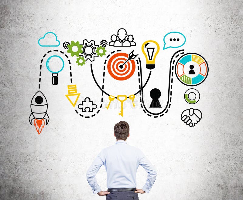 Startup businessman rear stock illustration. Illustration of looking ...