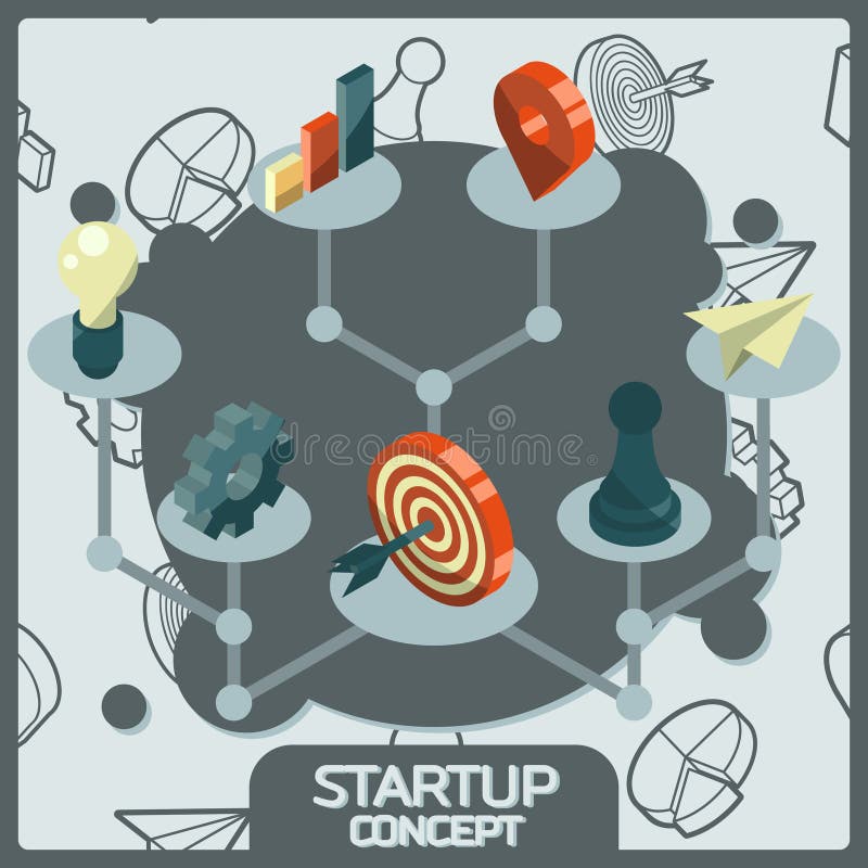 Startup Color Concept Isometric Icons Stock Vector - Illustration of ...