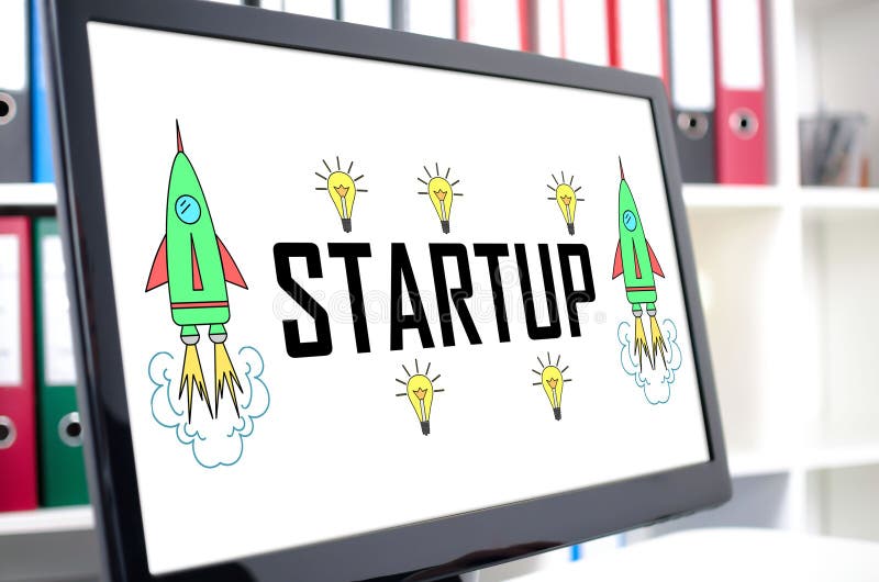 Startup Concept on a Computer Screen Stock Photo - Image of research ...
