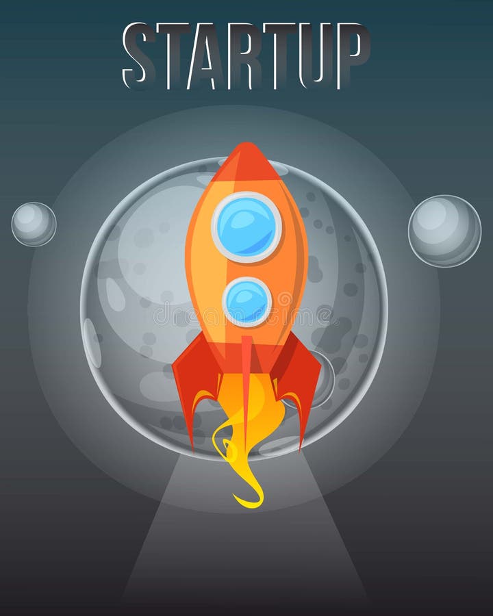 Startup Concept. Cosmos with Rockets Banner Vector Illustration ...