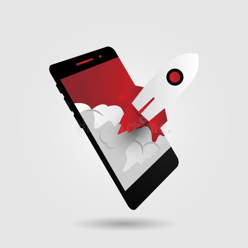 Startup Concept Design with Realistic Phone Design Stock Illustration ...