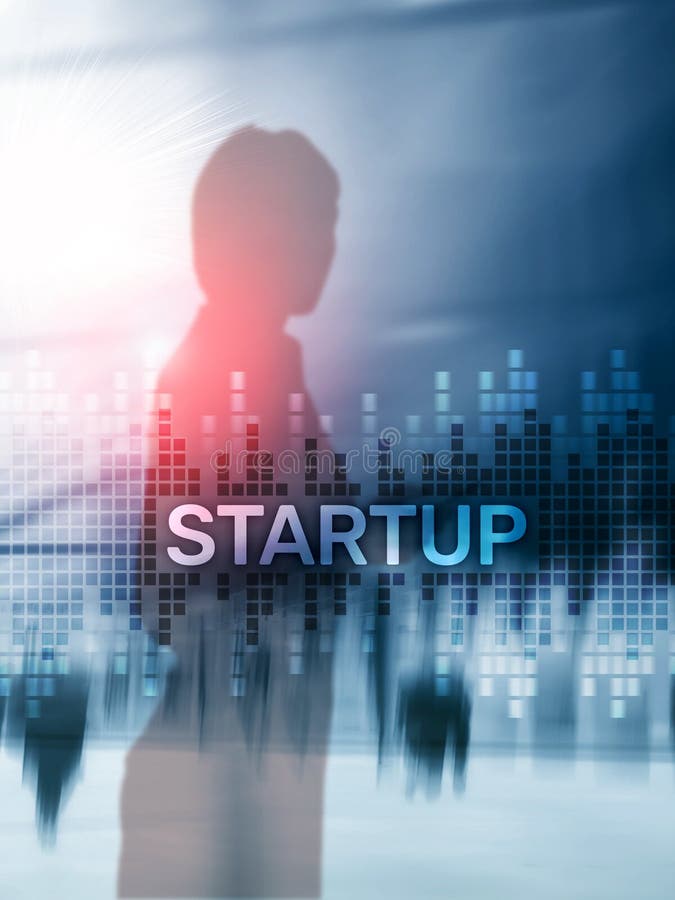 Startup Concept with Double Exposure Diagrams Blurred Background ...