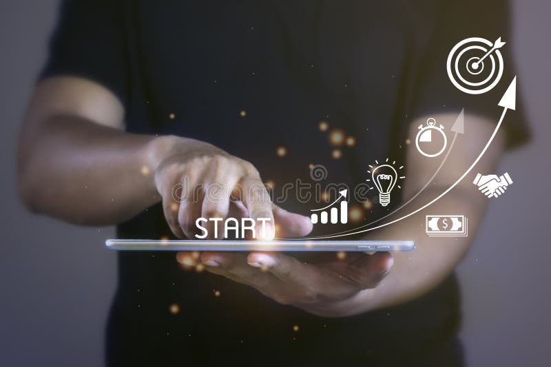 Startup Concept with Icon Business and Network Connection on Modern ...