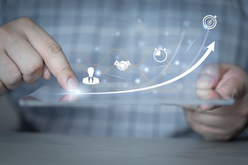 Startup Concept with Icon Business and Network Connection on Virtual ...