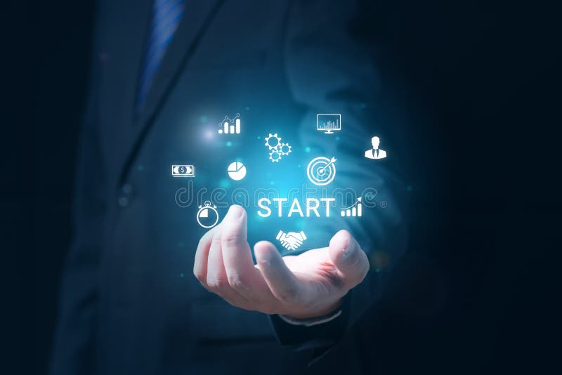 Startup Concept with Icon Business and Partner. Stock Illustration ...