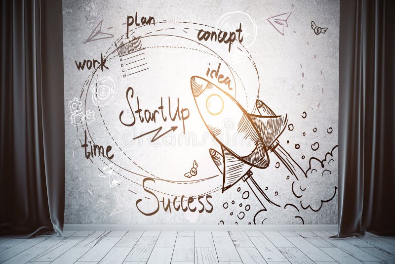 Startup concept stock illustration. Illustration of drawing - 87696644