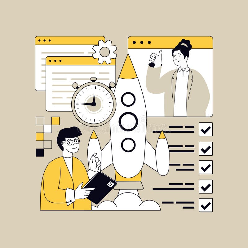 Startup Concept for Modern Web Design. People Launching New Business ...