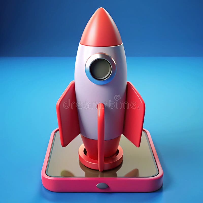 Startup Concept with Red Rocket Smartphone Launch Project Business ...