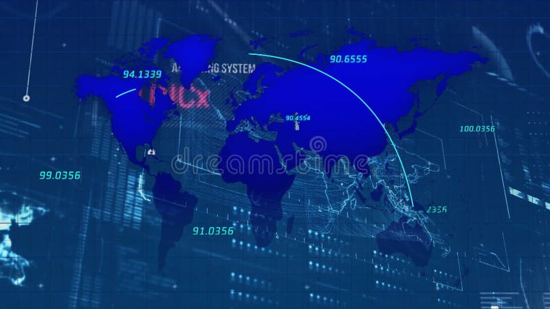 Upon Startup Digital World Map Graphic Forming Arcs Connecting Regions ...