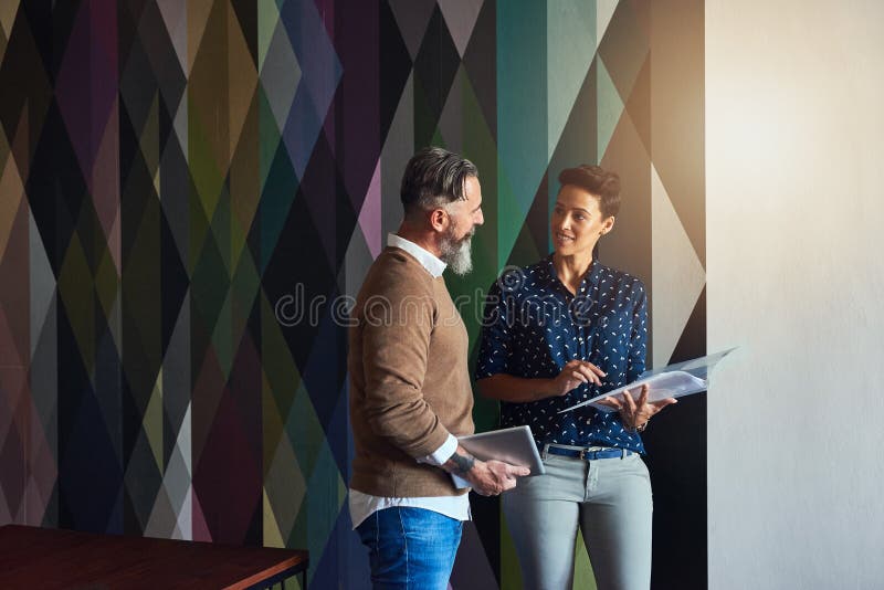 Startup, Discussion or Designers Walking with File Documents in Office ...