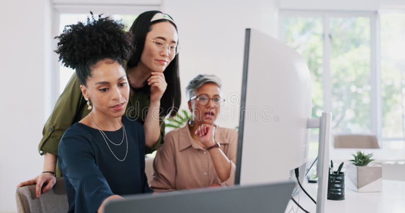 Startup, Diversity and Team Brainstorming Digital Marketing at Computer ...