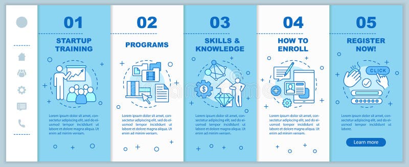 Startup Education Onboarding Mobile Web Pages Vector Template Stock ...