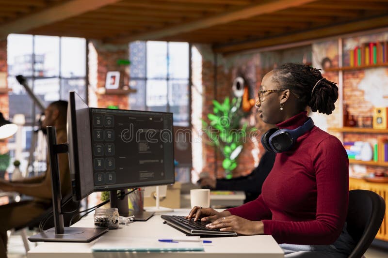 Startup Employee Using AI LLM Chatbot To Get Help with Coding Tasks Stock Photo - Image of ...