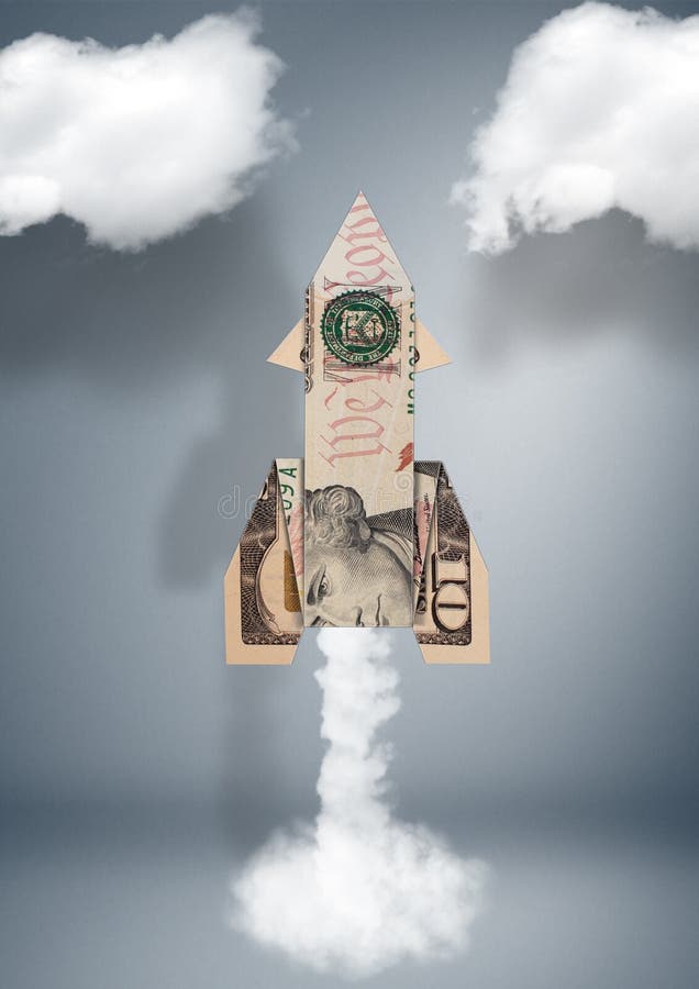 Startup Financial Business Concept, Rocket Made of Money Stock Photo ...