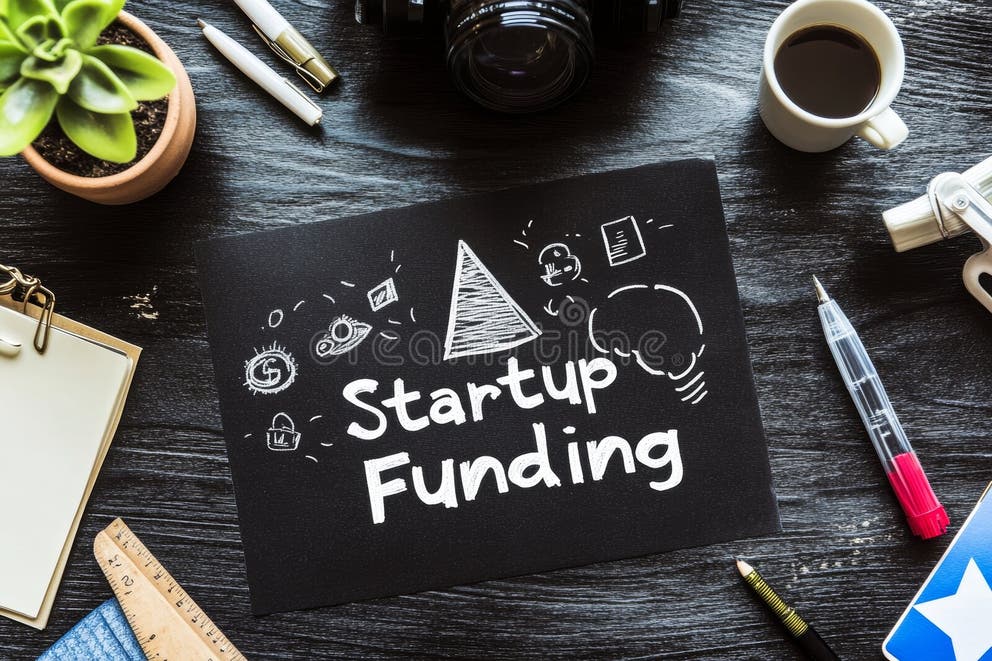 Startup Funding Concept with Creative Elements and Workspace Setup ...