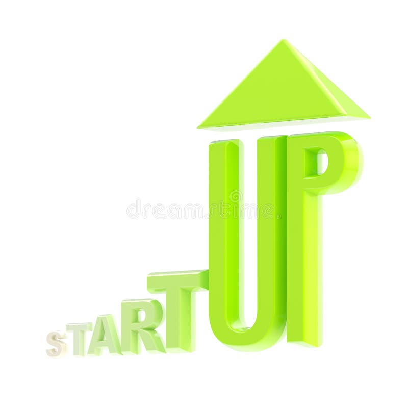 Startup Green Glossy Growing Emblem Isolated Stock Illustration ...