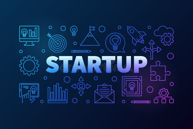 Startup Horizontal Illustration. Vector Start-up Outline Banner Stock ...