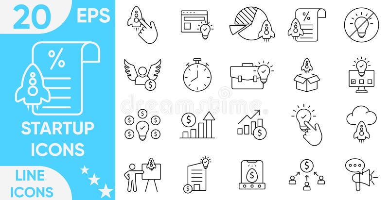 Startup Icon Set.business Plan, Investment, Startup Space Rocket ...