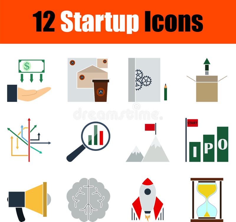 Startup Icon Set stock vector. Illustration of vector - 207635292