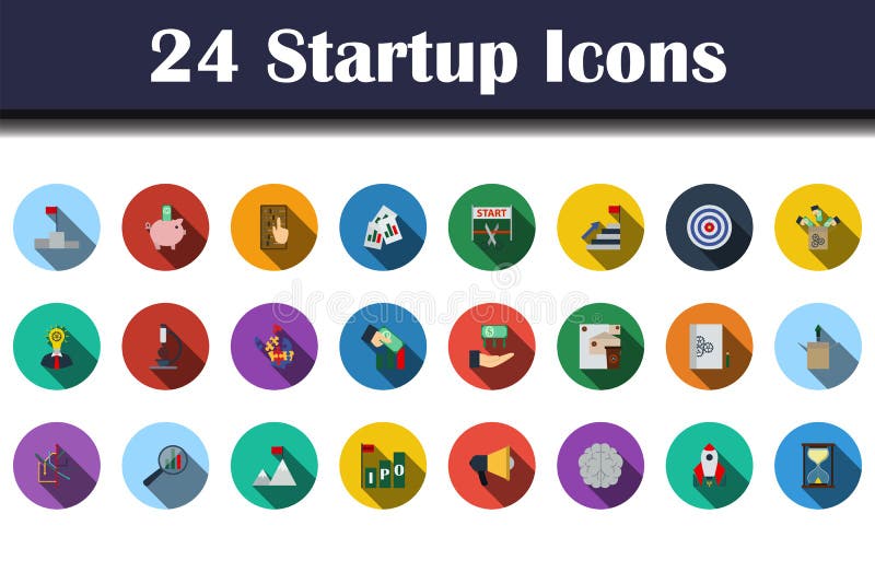Startup Icon Set stock vector. Illustration of strategy - 253891321