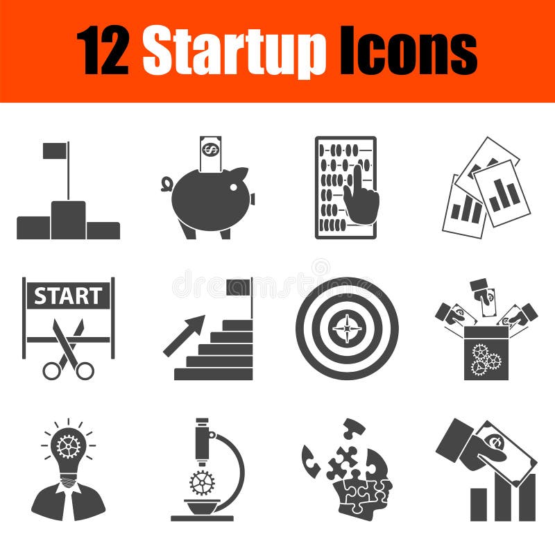 Startup Icon Set stock vector. Illustration of icon - 146071605