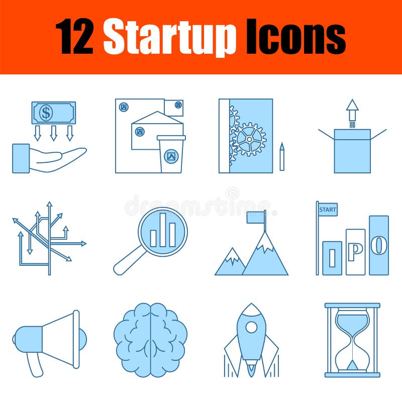 Startup Icon Set stock vector. Illustration of idea - 194360546