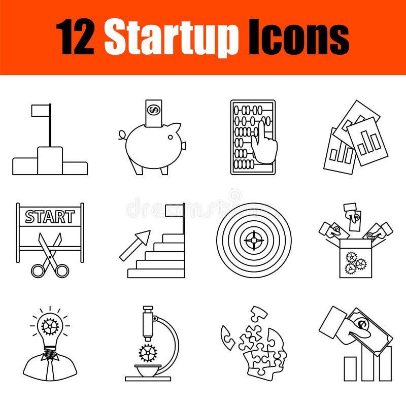 Startup Icon Set stock vector. Illustration of management - 146071640