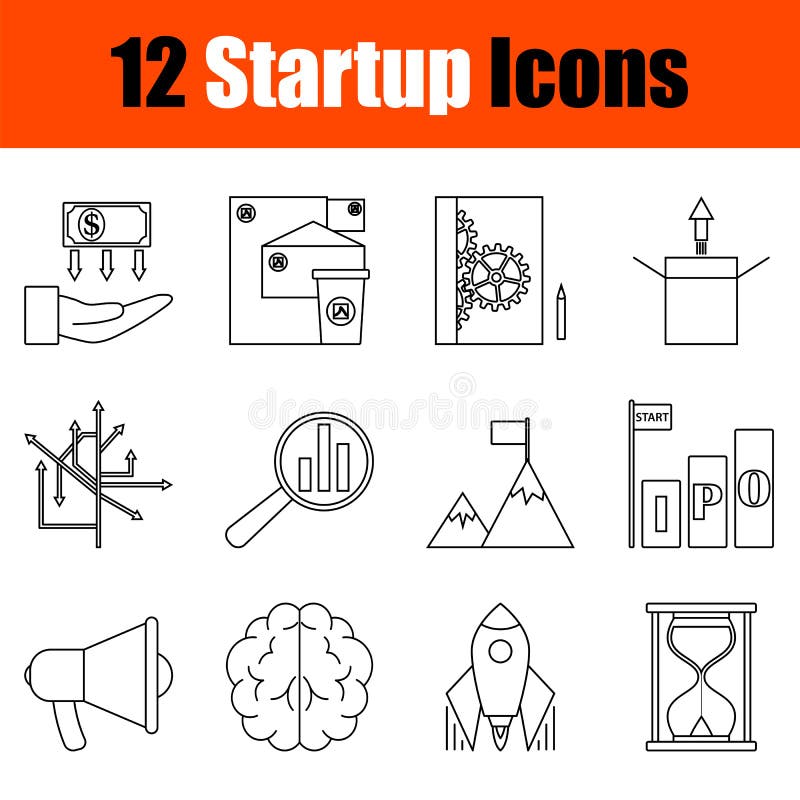 Startup Icon Set stock vector. Illustration of icon - 146071671