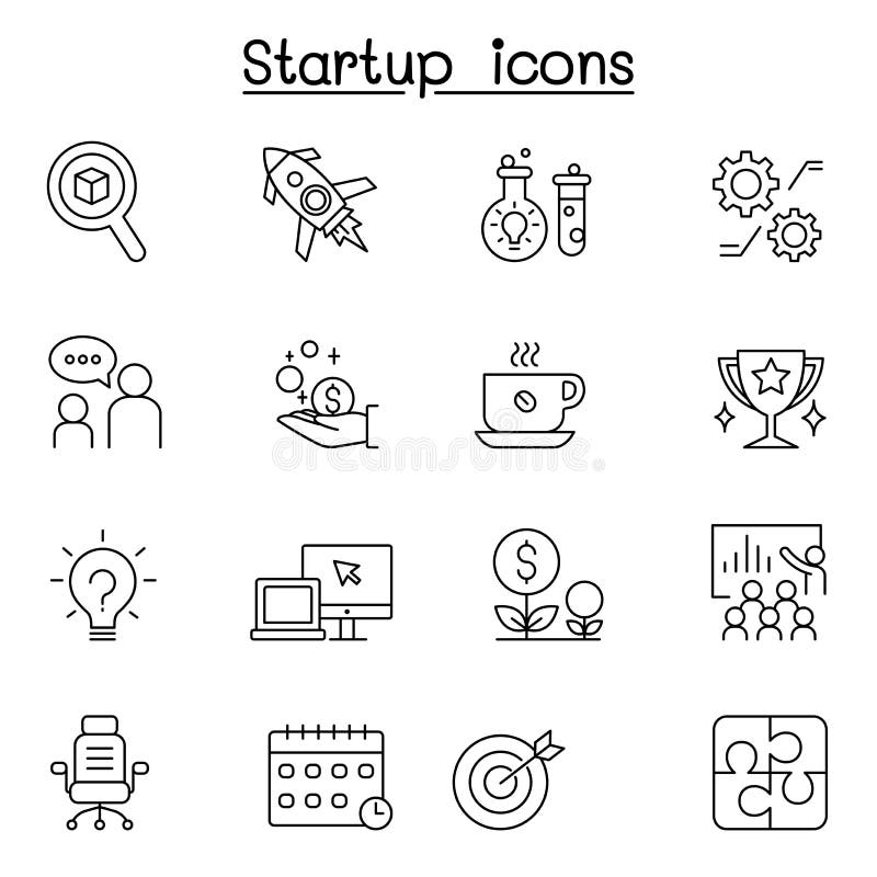 Idea, Creative, Innovation, Inspiration Icon Set in Thin Line St Stock ...
