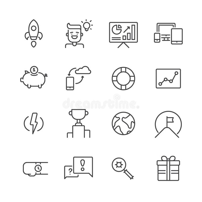 Startup Icons Set stock vector. Illustration of globe - 77349959