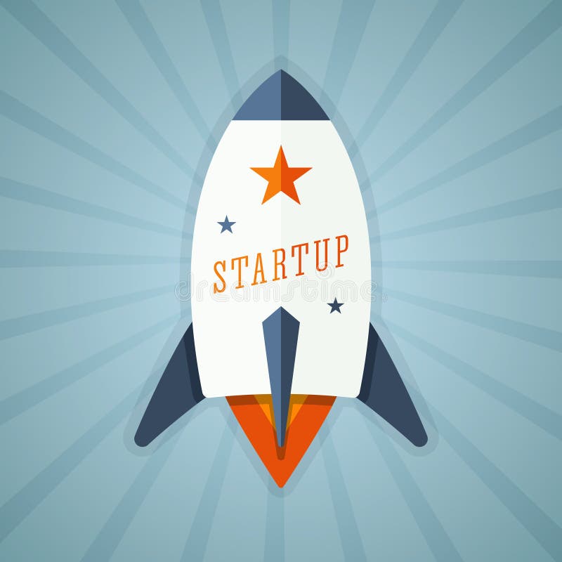 Startup Illustration. Rocket in the Clouds. Flat Design Style. Stock Vector - Illustration of ...