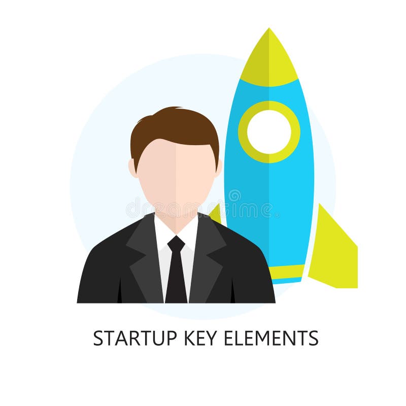 Startup Key Elements Flat Design Icon Stock Vector - Illustration of ...