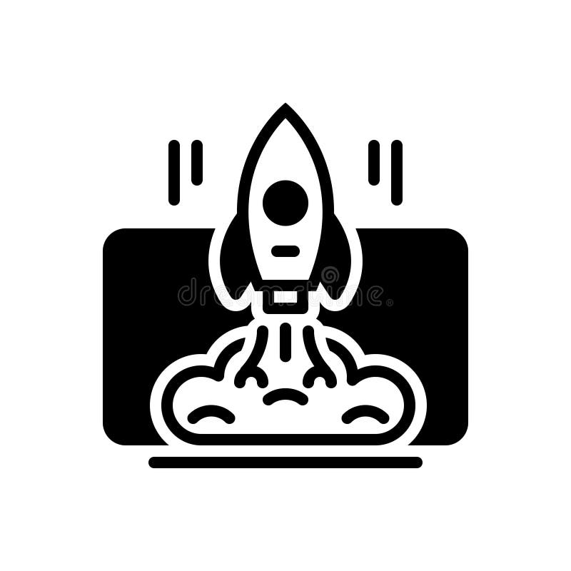 Black Solid Icon for Startup Launch, Project and Development Stock ...