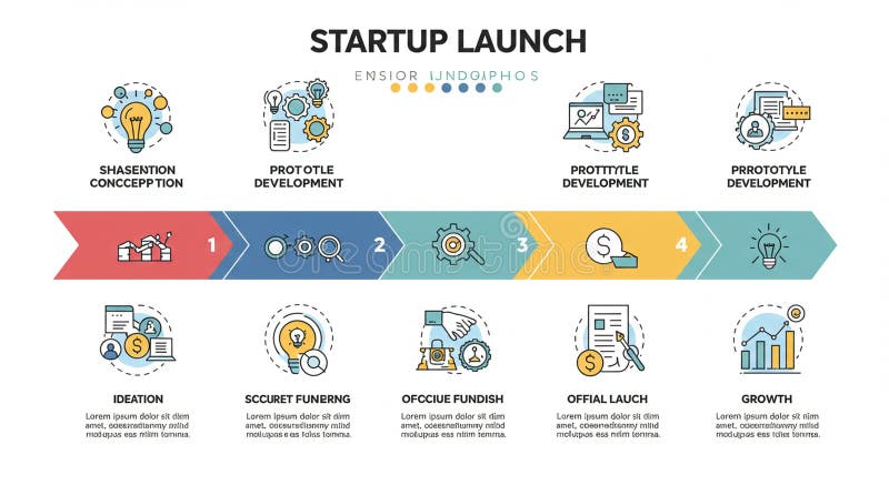 Startup Launch Infographic Detailing Four Phases: Conception ...