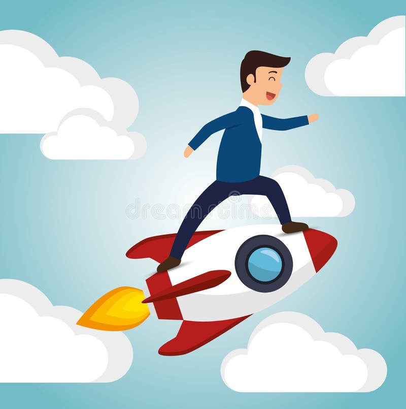 Startup Launch Man Business Design Stock Illustration - Illustration of ...