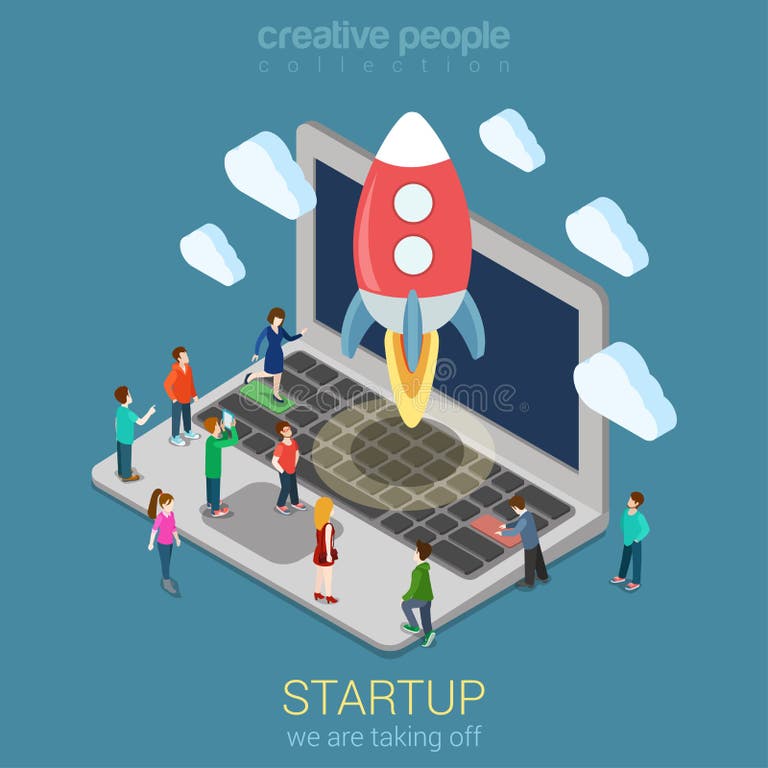 Startup Launch Process Flat 3d Web Isometric Infographic Concept Stock ...