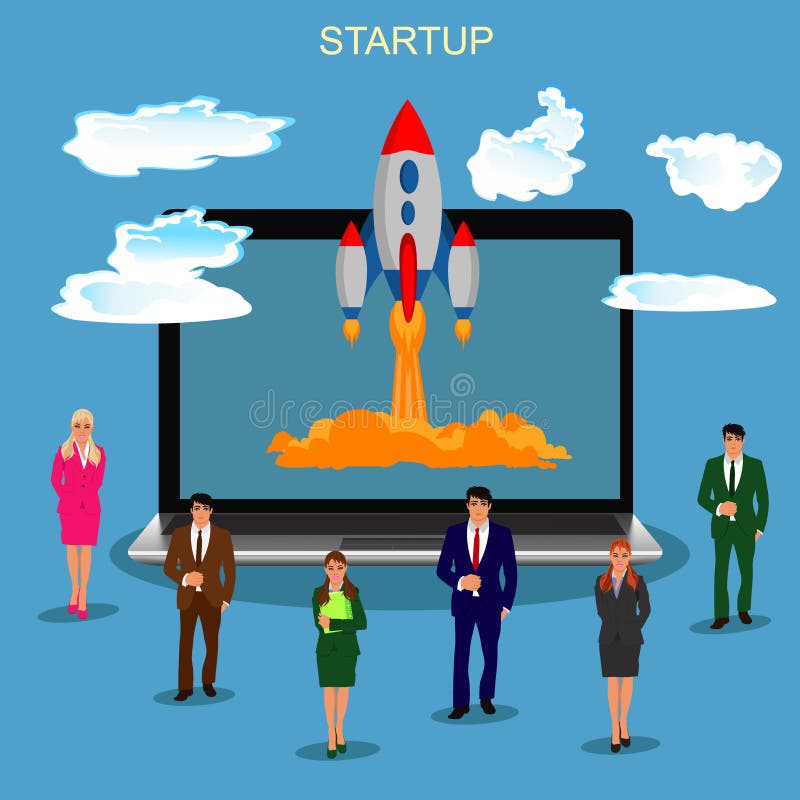 Startup, Launching New Business Concept, Vector Illustration Stock ...