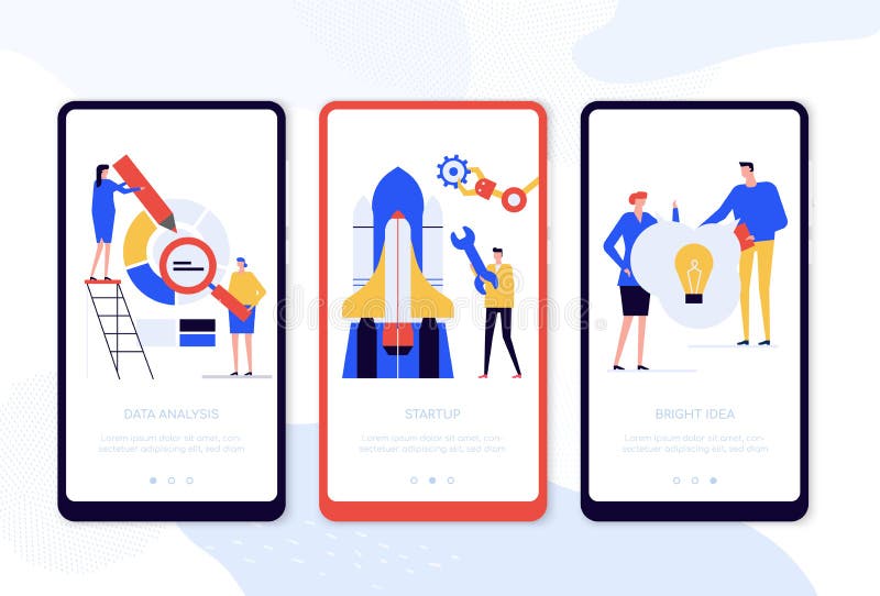 Startup Launching - Set of Vector Web Pages Stock Vector - Illustration ...