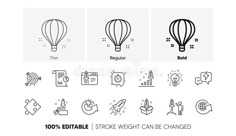 Startup Line Icons. Launch Project, Business Report and Target. Linear ...
