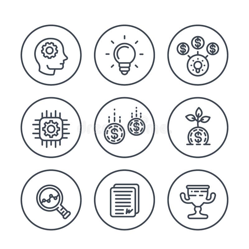 Startup Line Icons, Idea, Capital, Funding Stock Vector - Illustration ...