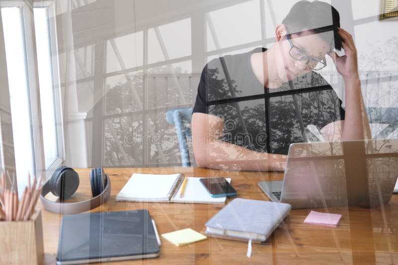 Startup. Overworked. Knowledge. Student Studying Stressed Headaches for ...