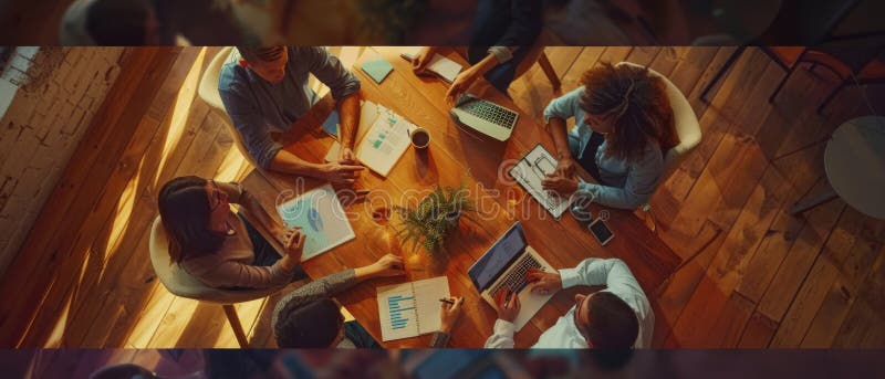 A Startup Meeting Room Features a Team of Entrepreneurs Sitting at a ...