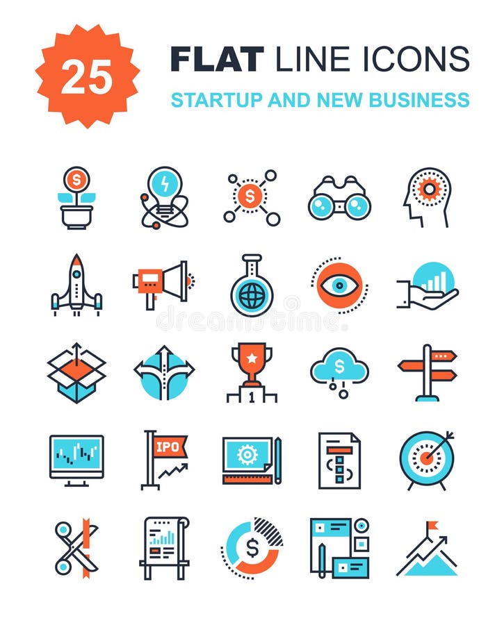 Modern Flat Thin Line Design Vector Illustration, Concepts of Startup ... Modern Flat Thin Line Design Vector Illustration, Concepts of Startup ...
