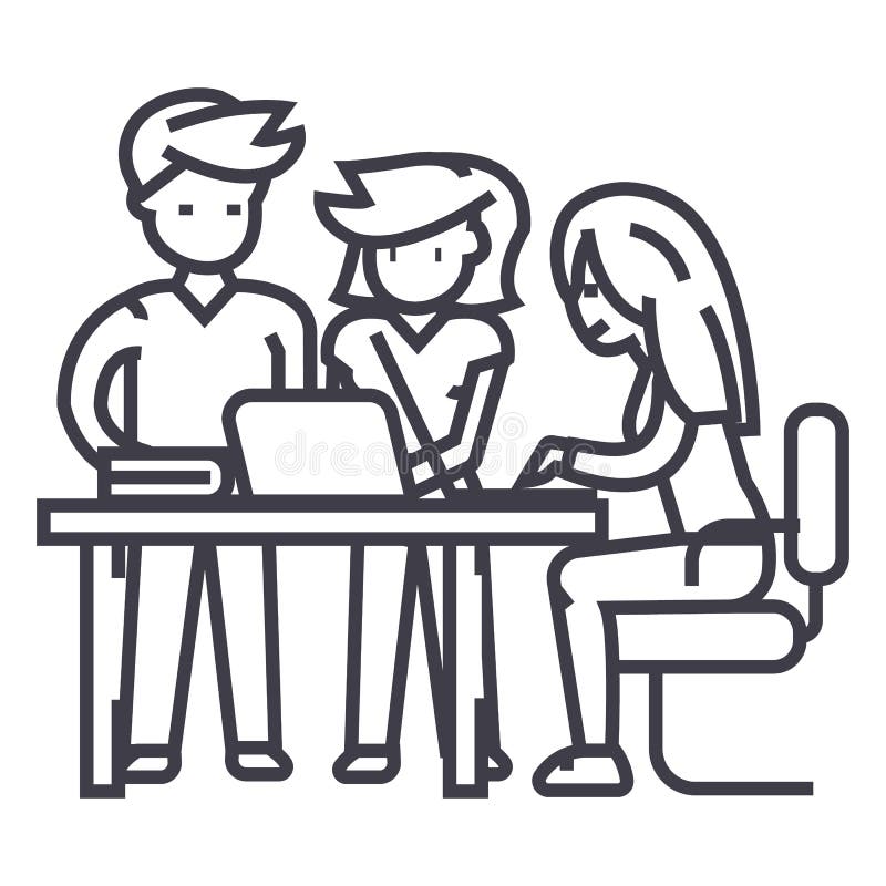 Project Team Line Icon Concept. Project Team Flat Vector Symbol, Sign ...