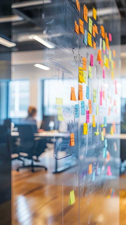 Startup Office Whiteboard Full Colorful Sticky Notes Stock Photos ...