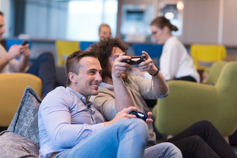 Startup Office Workers Playing Computer Games Stock Photo - Image of ...