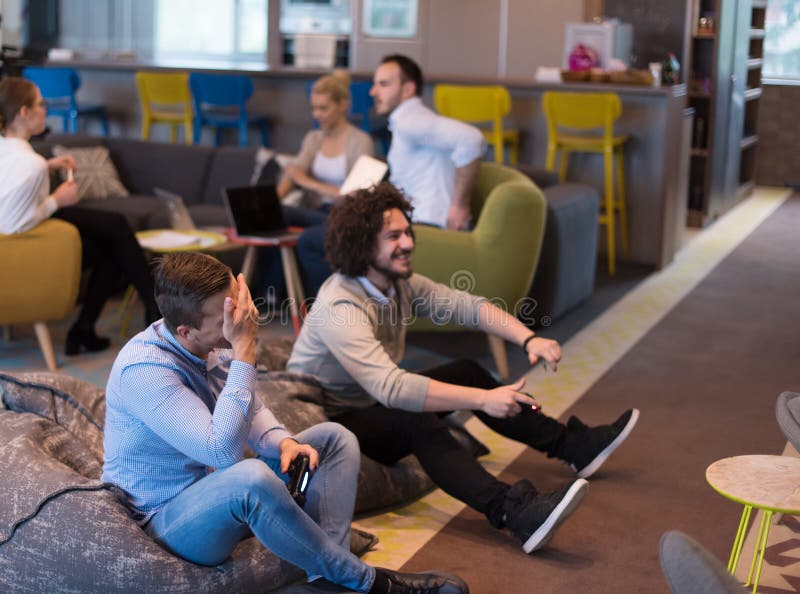 Startup Office Workers Playing Computer Games Stock Photo - Image of ...